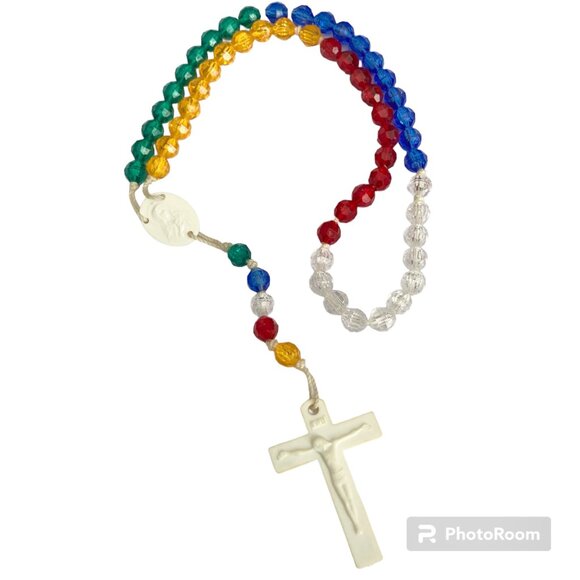 Vintage | Jewelry | Vintage Olrm Rosary Plastic Bead Colorful Our Lady ...